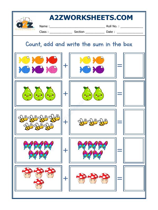 A2Zworksheets:Worksheet of Addition Worksheet-01-Addition-Maths