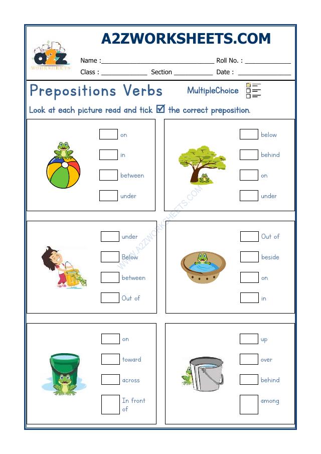 A2Zworksheets:Worksheet of Prepositions-01-Grammar-English