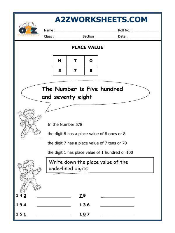A2Zworksheets:Worksheet of Place Value-Place Value-Maths