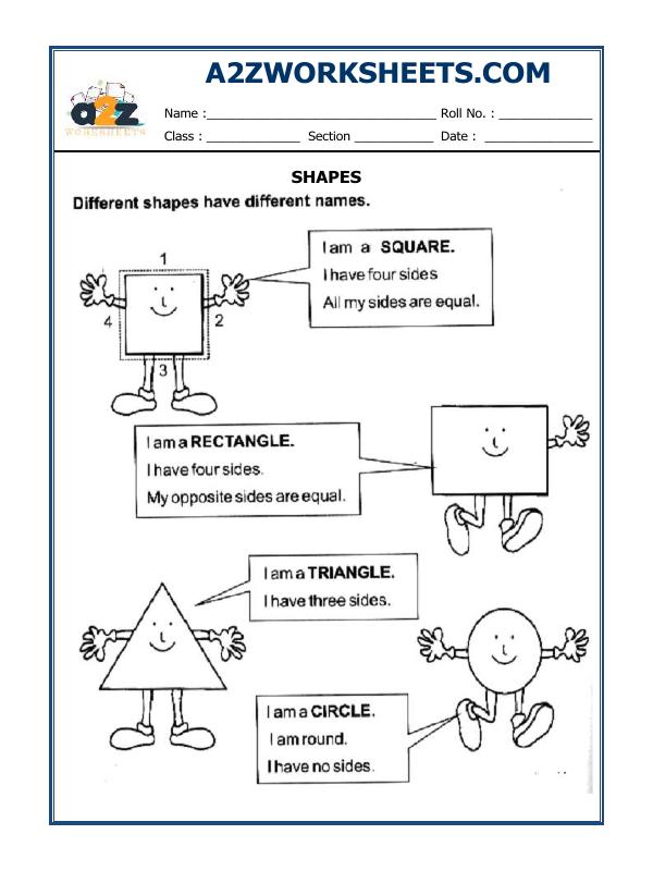 A2Zworksheets:Worksheet of Shapes-Geometry-Maths