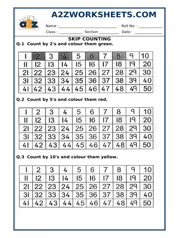 A2Zworksheets:Worksheet of Skip Counting-02-Numbers-Maths