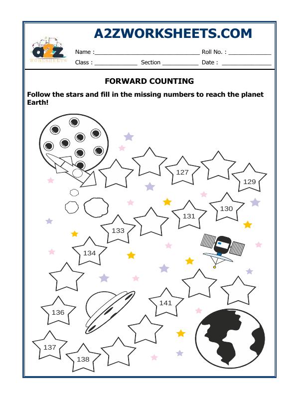 A2Zworksheets:Worksheet of Forward Counting-Numbers-Maths