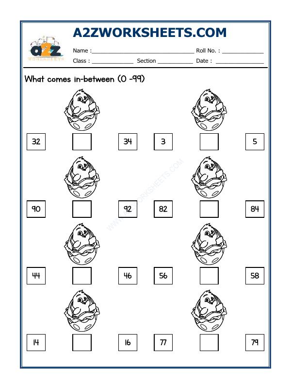 A2Zworksheets:Worksheet of What Comes In-Between-08-Numbers-Maths