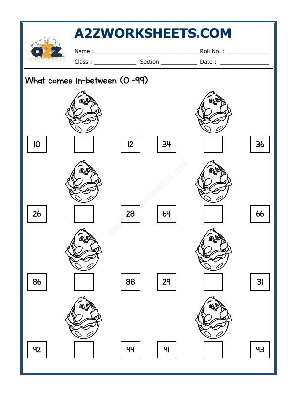 A2Zworksheets:Worksheet of What Comes In-Between-09-Numbers-Maths