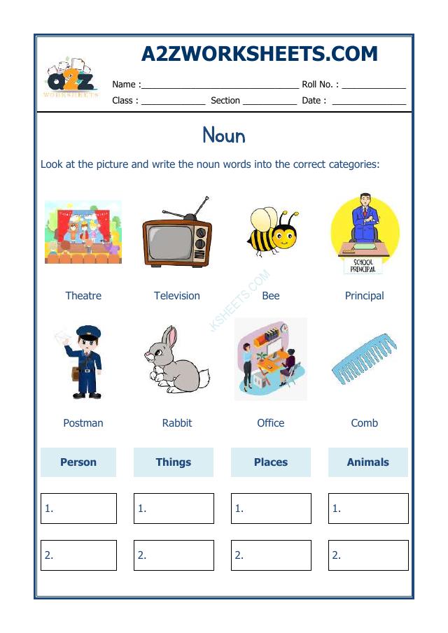 A2Zworksheets:Worksheet of English Noun Worksheet-07-Grammar-English