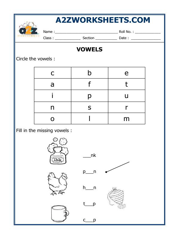 A2Zworksheets:Worksheet of Vowels-Grammar-English