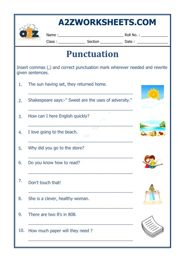 A2Zworksheets:Worksheet of English Punctuation Worksheet-01-Grammar-English