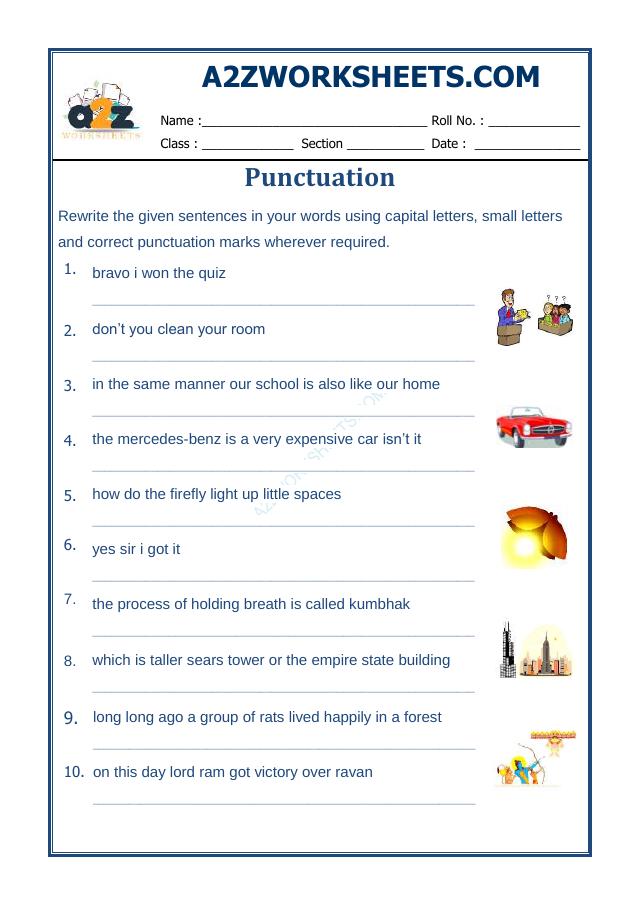 A2Zworksheets:Worksheet of English Punctuation Worksheet-02-Grammar-English