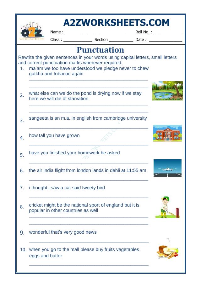 A2Zworksheets:Worksheet of English Punctuation Worksheet-03-Grammar-English