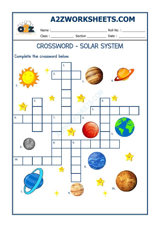 Solar System Puzzle Worksheet