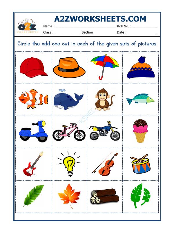 A2Zworksheets:Worksheet of Odd One Out-10-Logical Reasoning-General ...