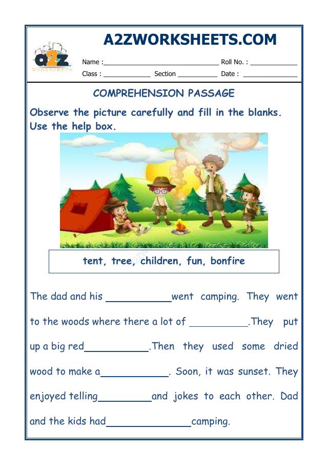 A2Zworksheets:Worksheet of Picture Comprehension-30-Reading-English