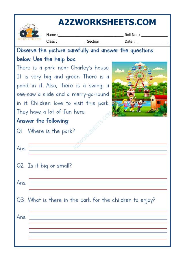 A2Zworksheets:Worksheet of Picture Comprehension-40-Reading-English
