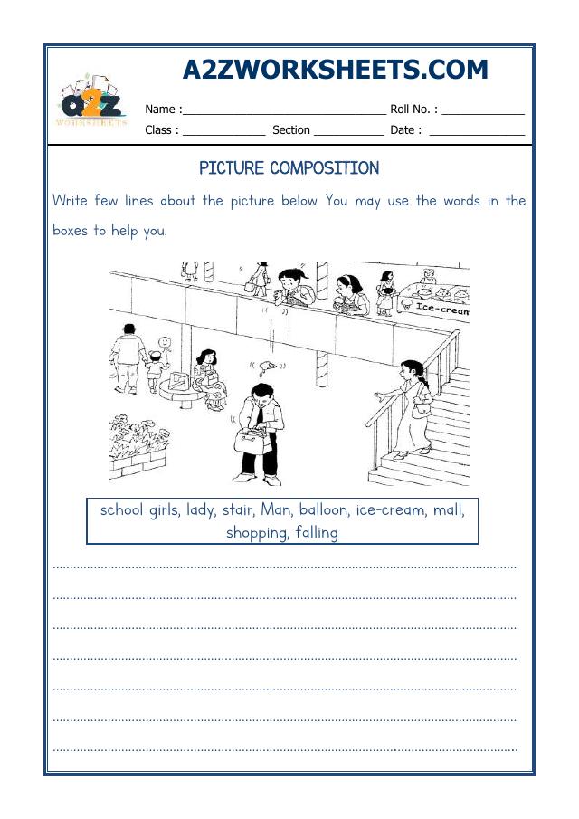 A2Zworksheets:Worksheet of Picture Composition-06-Writing-English