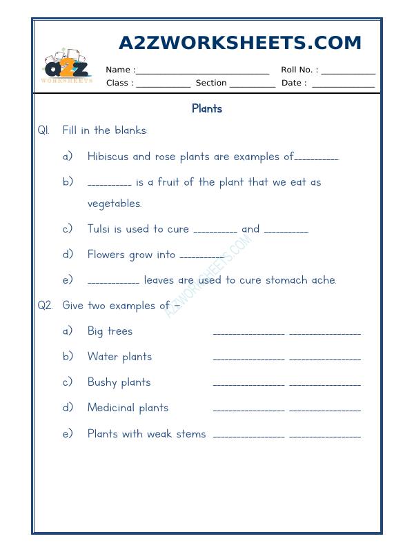 A2Zworksheets:Worksheet of Plants-01-Plants and Living Organisms-Science