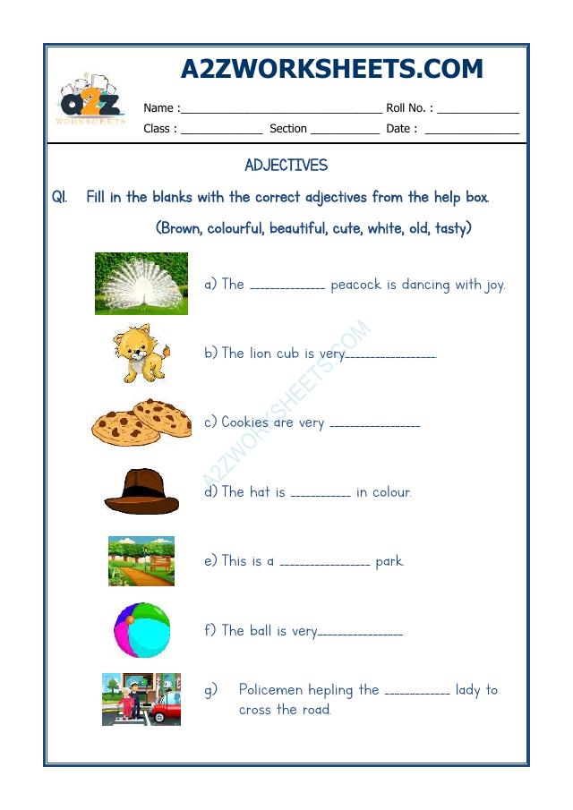 A2zworksheets Worksheet Of Adjectives Worksheet 07 Grammar English
