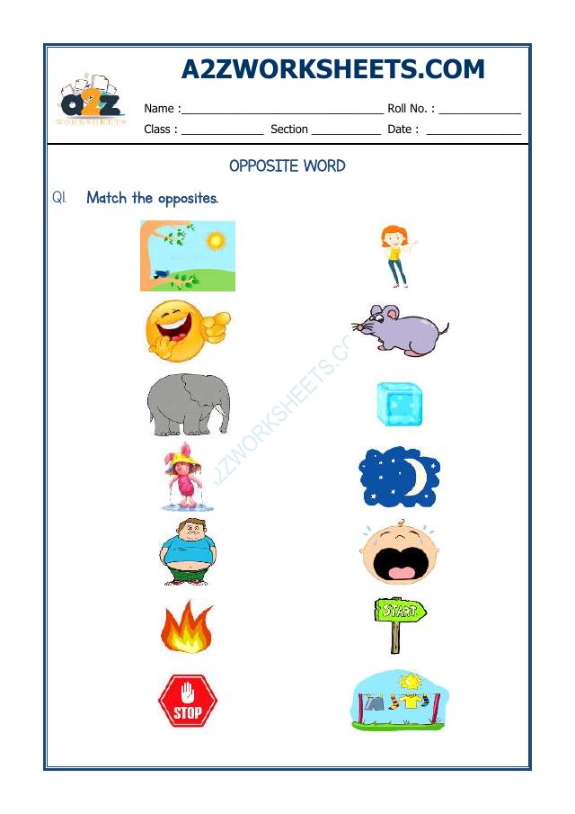 A2Zworksheets:Worksheet of Opposite Word-06-Grammar-English