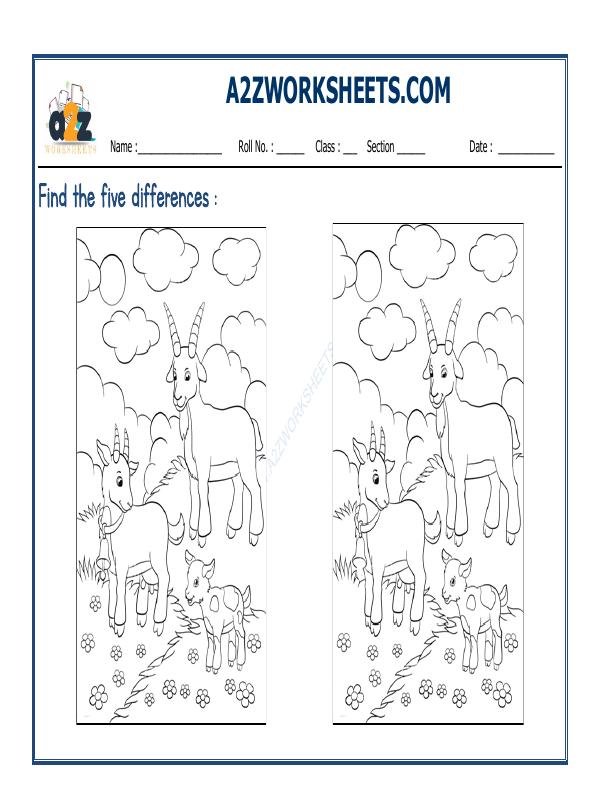 A2Zworksheets:Worksheet of Find The Difference-10-Logical Reasoning-General Awareness