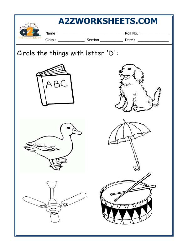 A2Zworksheets:Worksheet of Circle The Letter D-Alphabets-English