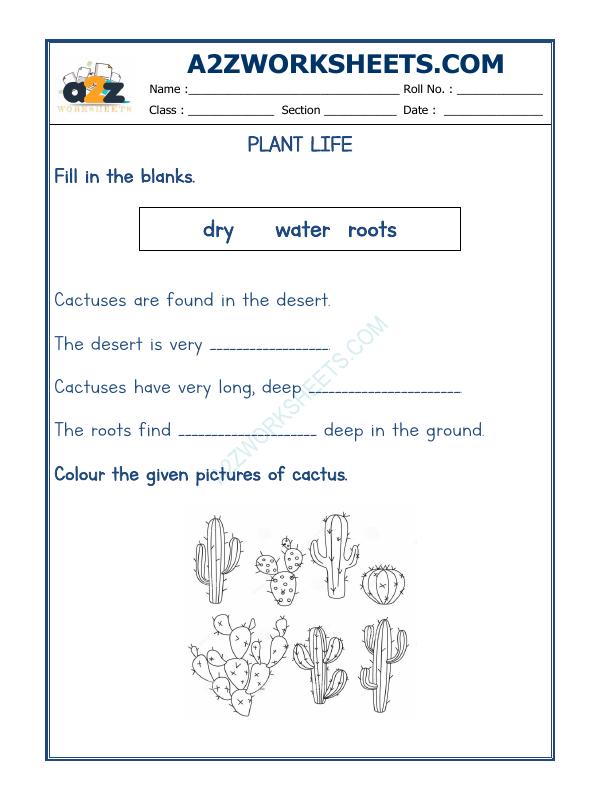 A2Zworksheets:Worksheet of Plants Life-03-Plants and Living Organisms ...
