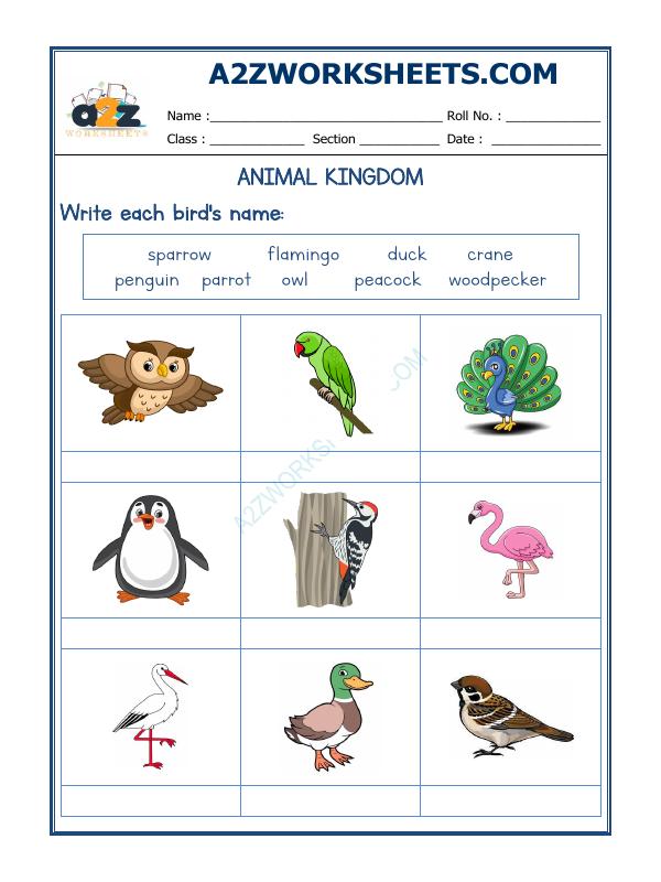 A2Zworksheets:Worksheet of Animals Kingdom-07-Animals-Science