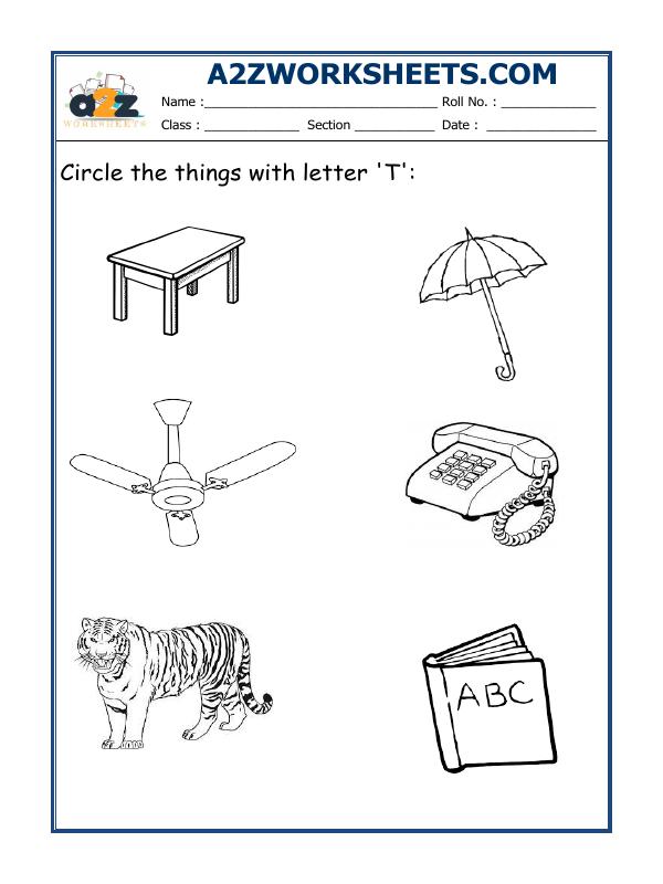 A2Zworksheets:Worksheet of Circle The Letter T-Alphabets-English
