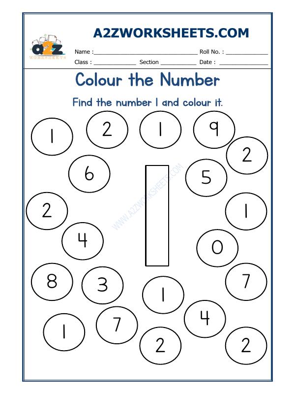 A2Zworksheets:Worksheet of Colour The Number-02-Numbers-Maths