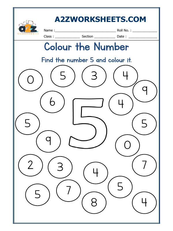 A2Zworksheets:Worksheet of Colour The Number-06-Numbers-Maths