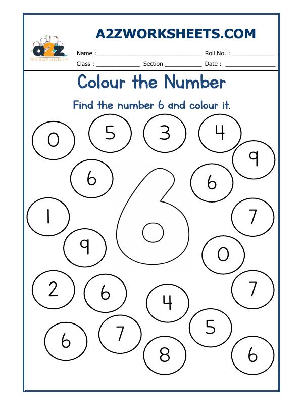 A2Zworksheets:Worksheet of Colour The Number-07-Numbers-Maths