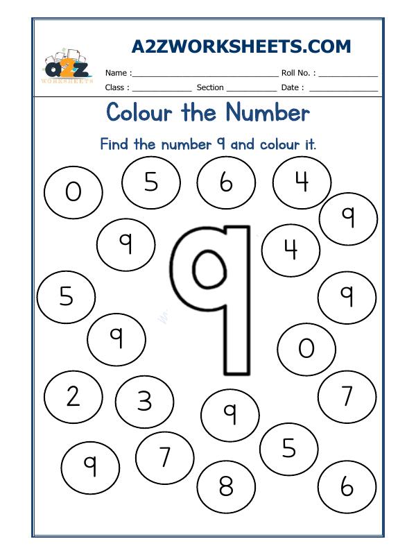 A2Zworksheets:Worksheet of Colour The Number-10-Numbers-Maths