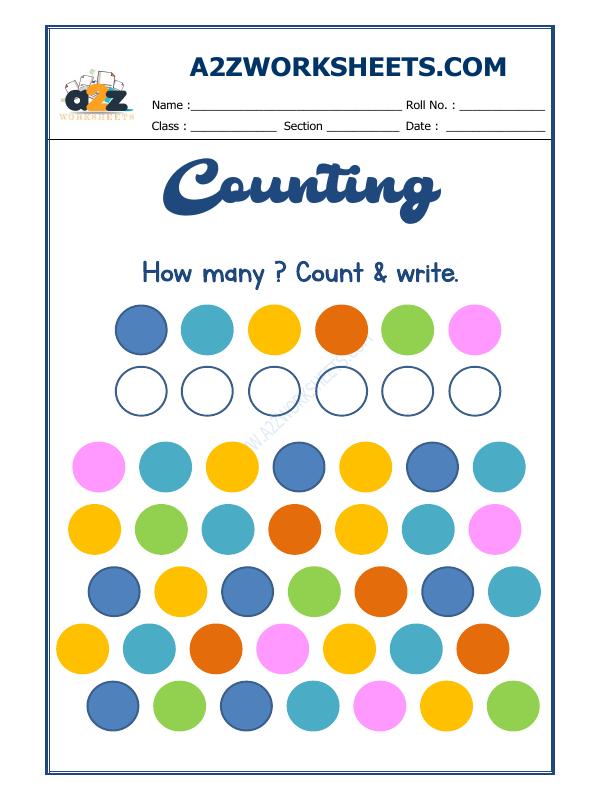 A2Zworksheets:Worksheet of Count And Write-01-Numbers-Maths