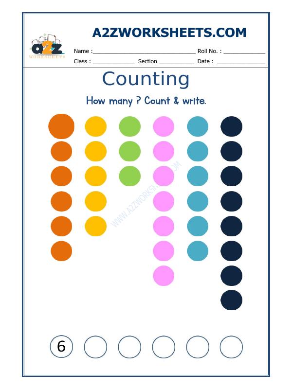 A2Zworksheets:Worksheet of Count And Write-03-Numbers-Maths
