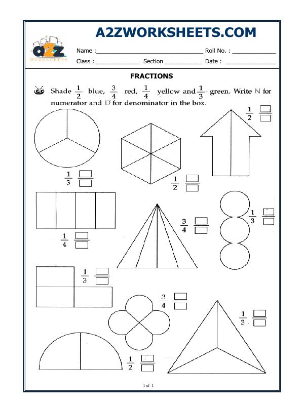A2Zworksheets:Worksheet of Fractions-02-Fractions-Maths