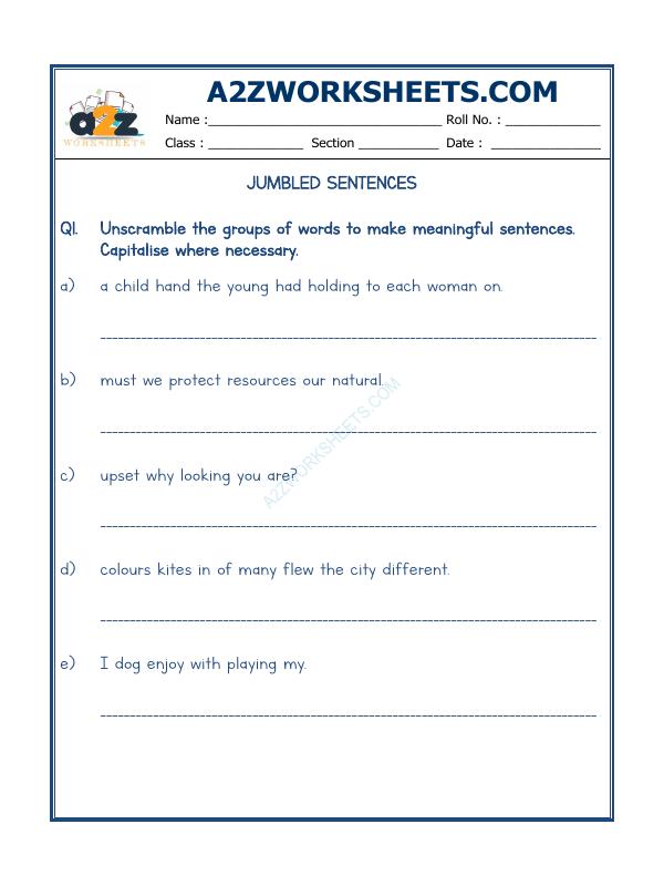 A2Zworksheets:Worksheet of Jumbled Words-01-Grammar-English