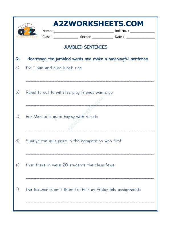 A2Zworksheets:Worksheet of Jumbled Words-04-Grammar-English