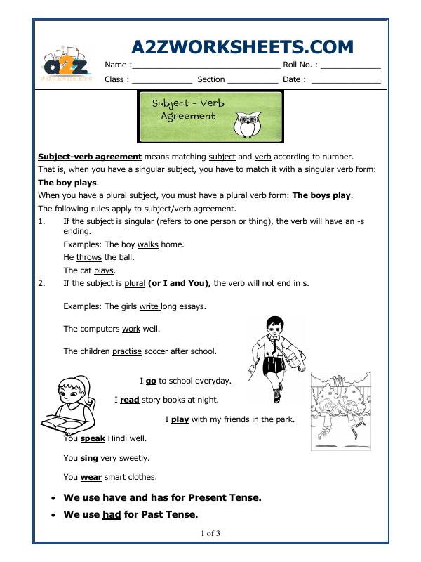 A2Zworksheets:Worksheet of Verbs-02-Grammar-English