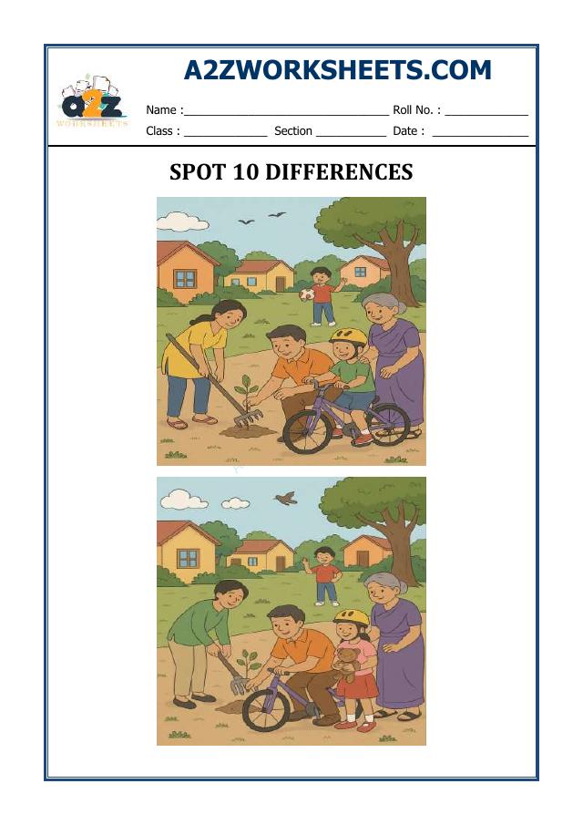A2Zworksheets:Worksheet of Spot 10 Differences Family and Community ...