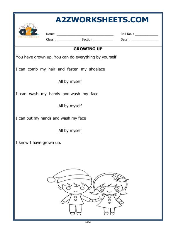 A2Zworksheets:Worksheet of Growing Up-Growing Up-General Awareness