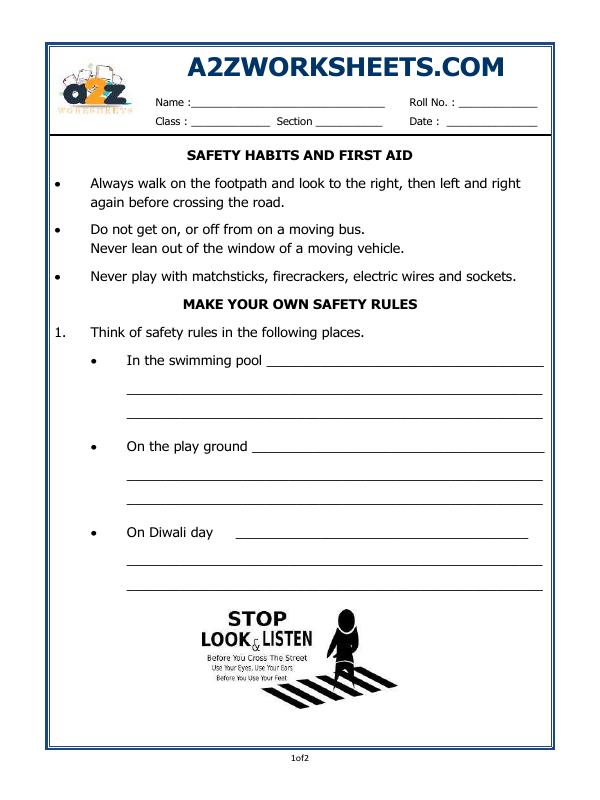 A2Zworksheets:Worksheet of Safety Habits And First Aid-Safety-General ...