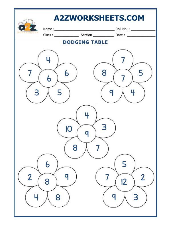 A2Zworksheets:Worksheet of Dodging Tables (Assorted-02)-Multiplication ...