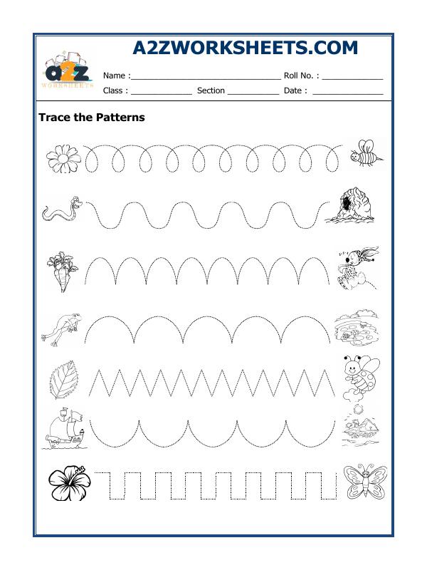 A2Zworksheets:Worksheet of Trace The Line Pattern-03-Writing-English