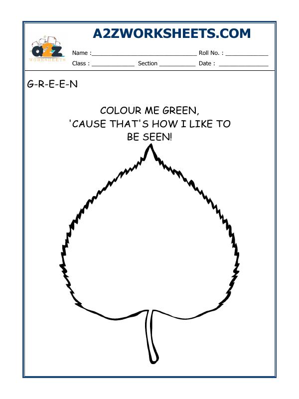 A2Zworksheets:Worksheet of Recognition Of Green Colour-04-Recognition ...